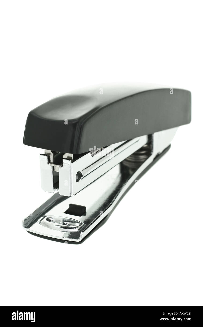 Closeup view of black stapler on white background Stock Photo - Alamy