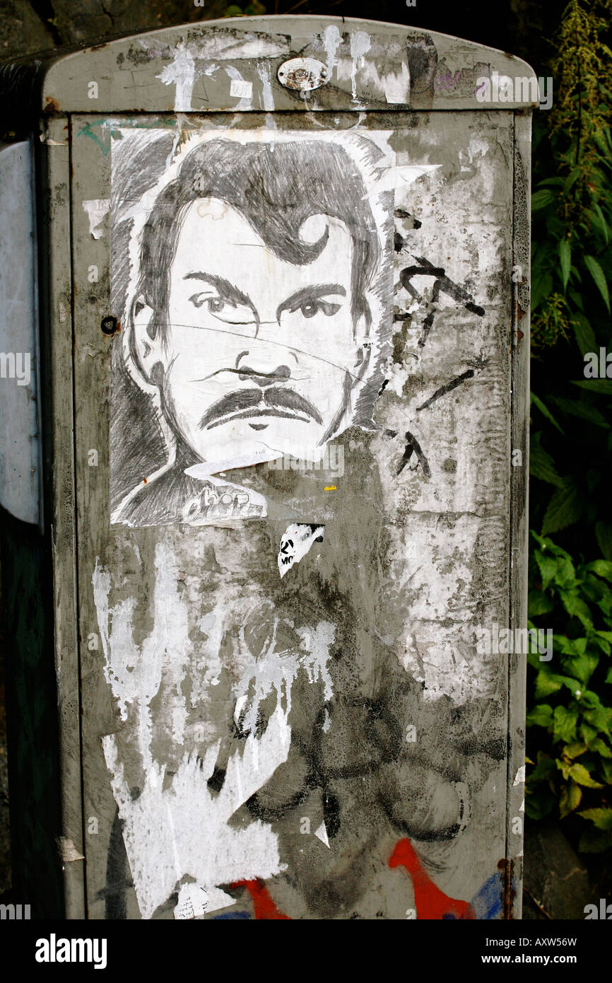 Drawings and other images on a utility box Stock Photo - Alamy