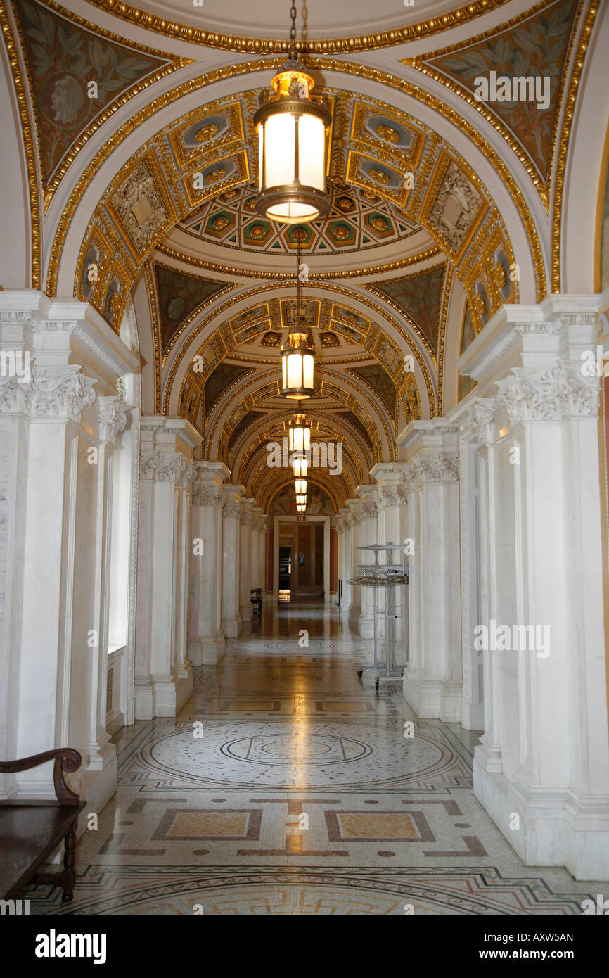 Library of Congress interior, Thomas Jefferson Building, Washington DC ...