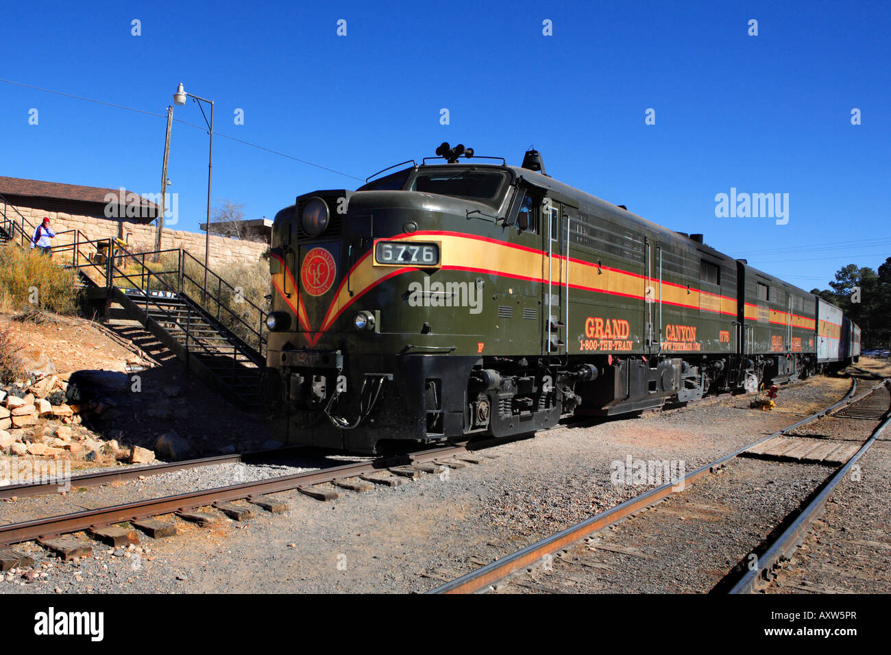GRAND CANYON TRAIN AT THE GRAND CANYON VILLAGE TERMINAL IN GRAND CANYON ...