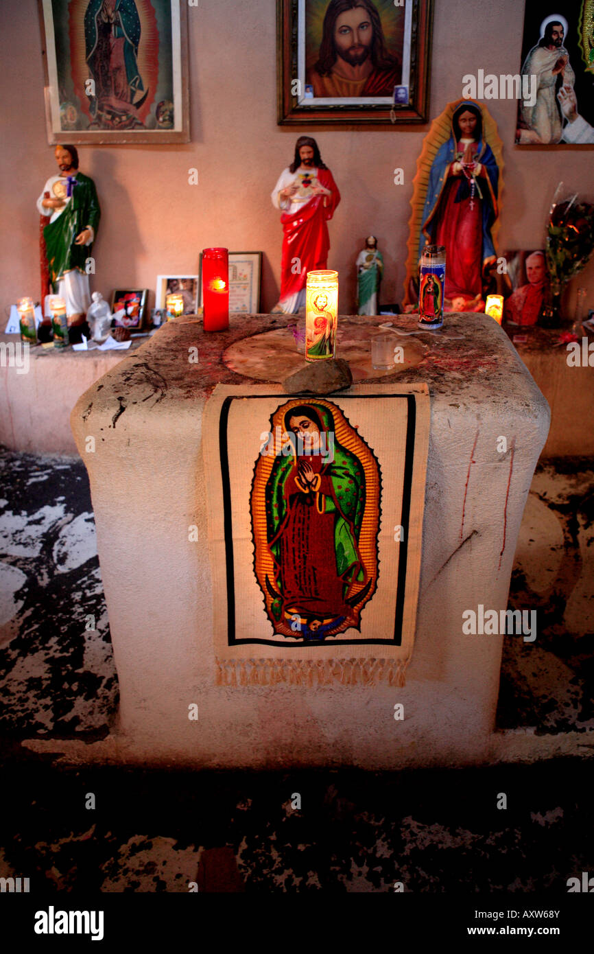 INTERIOR OF AN OLD SPANISH CHAPEL IN ALBUQUERQUE NEW MEXICO USA Stock ...