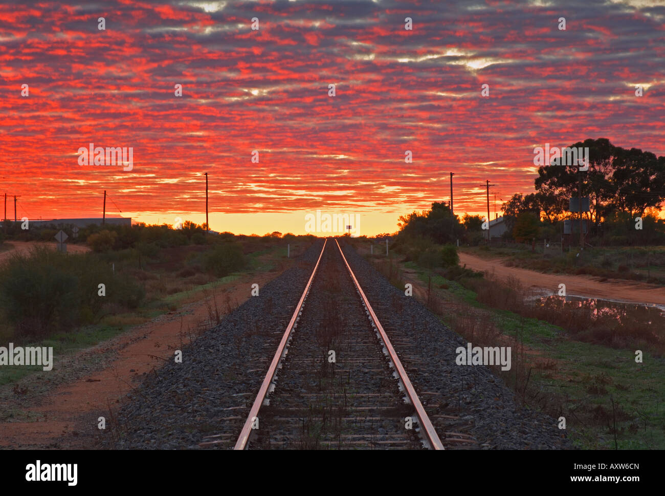 Railway tracks, Menindee, New South Wales, Australia, Pacific Stock ...