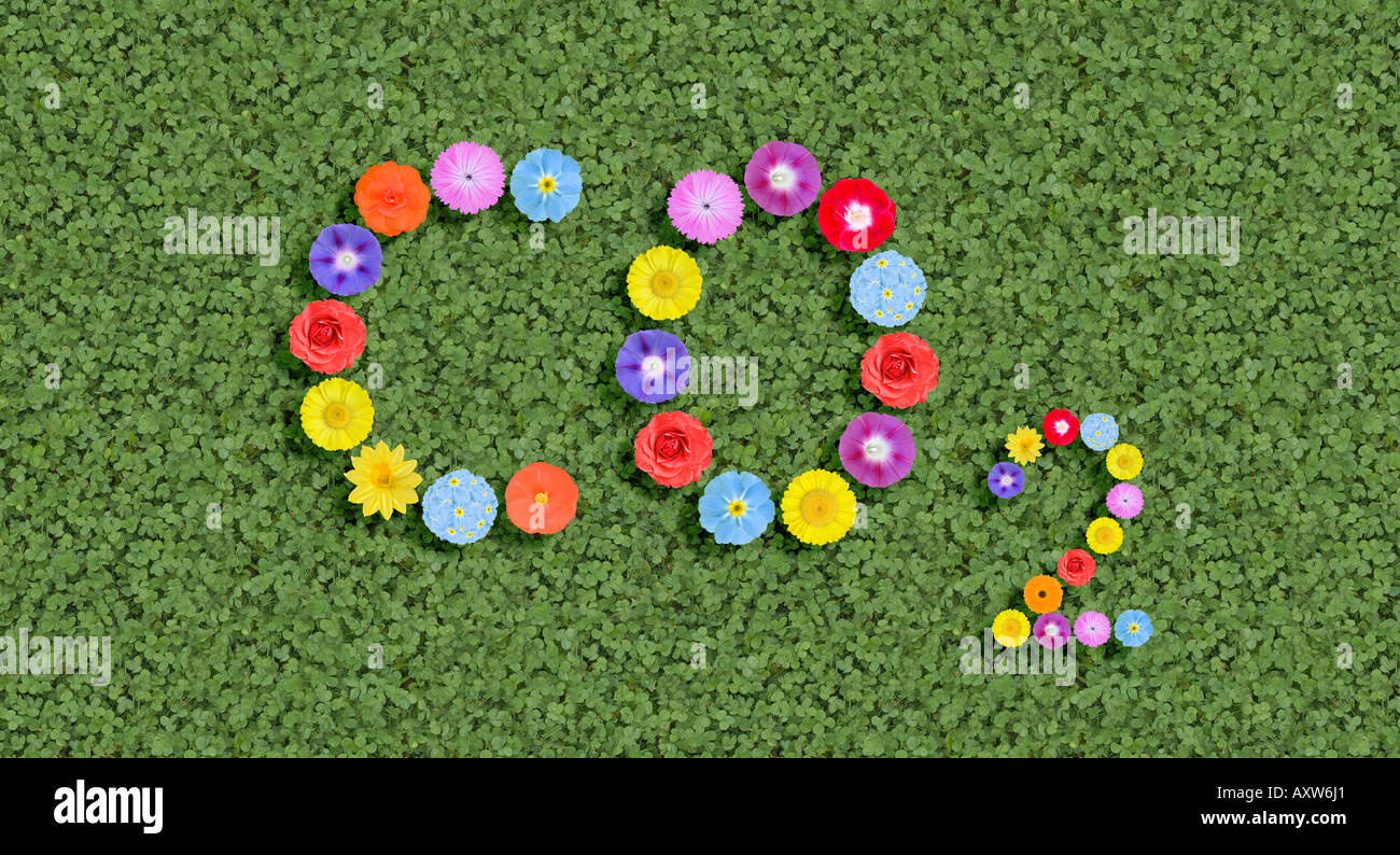 chemical formula of carbon dioxide written with flowers c o 2 Stock ...