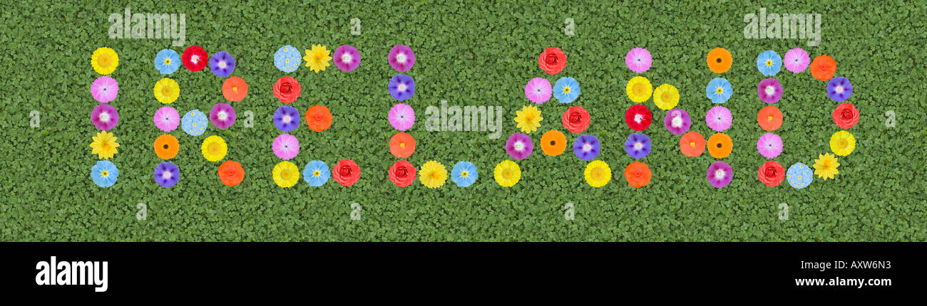 Ireland written with flowers Stock Photo - Alamy