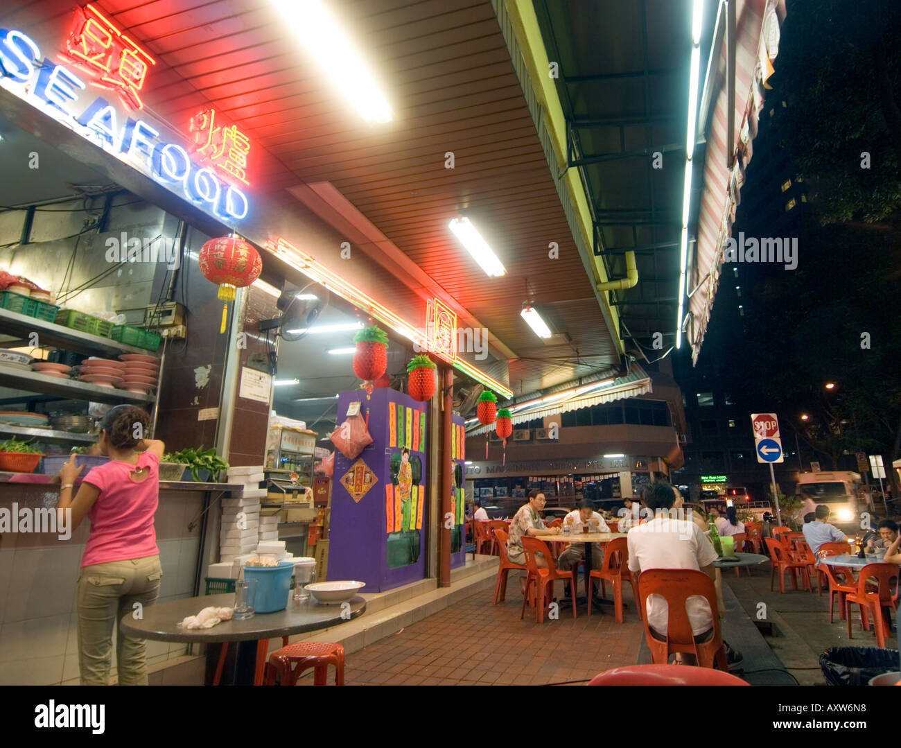 street scene road roadside restaurant in LITTLE INDIA SINGAPORE asia ...