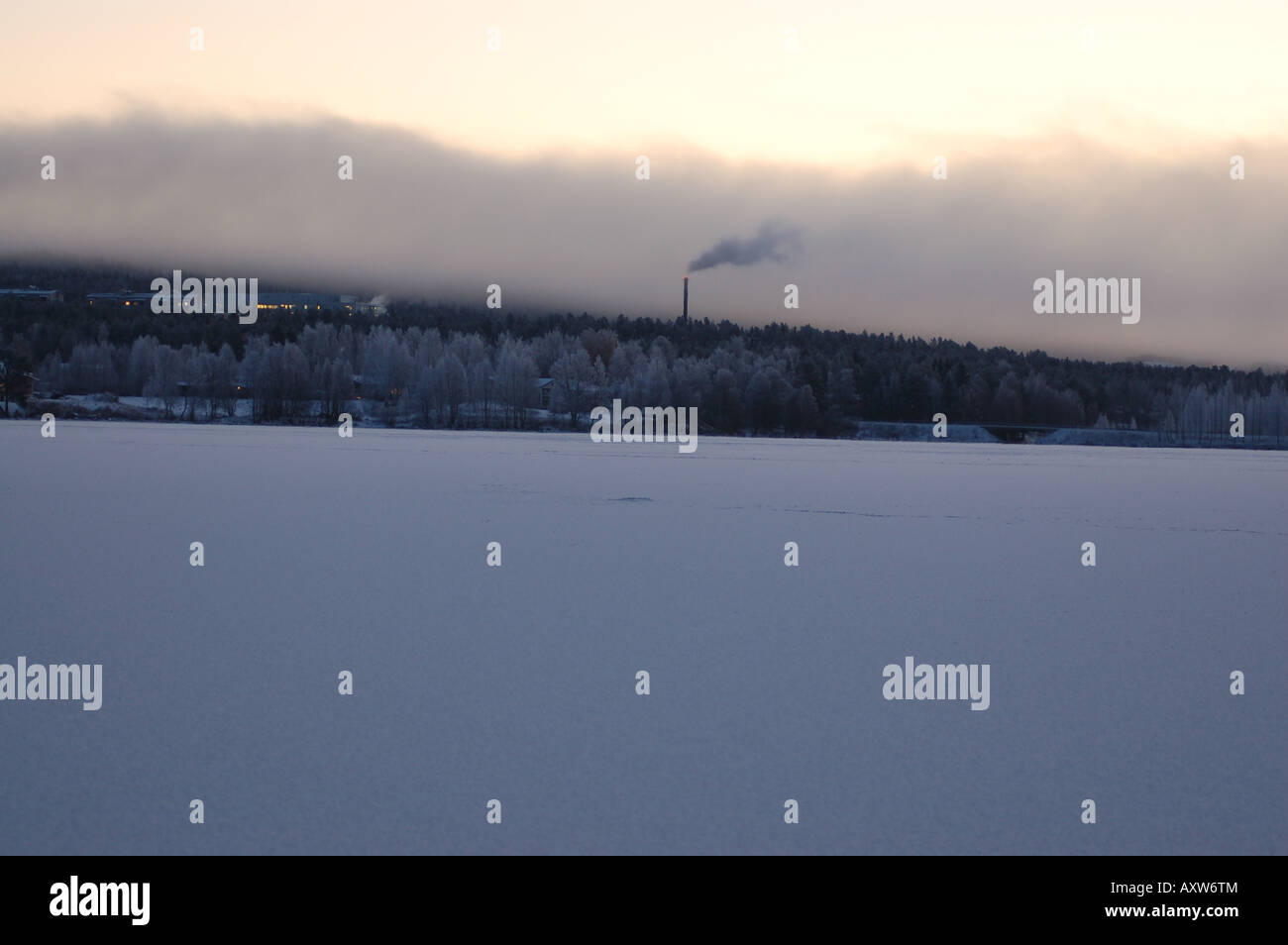 Freezing cold winter sunrise by Kemijoki river in Rovaniemi, Finland ...