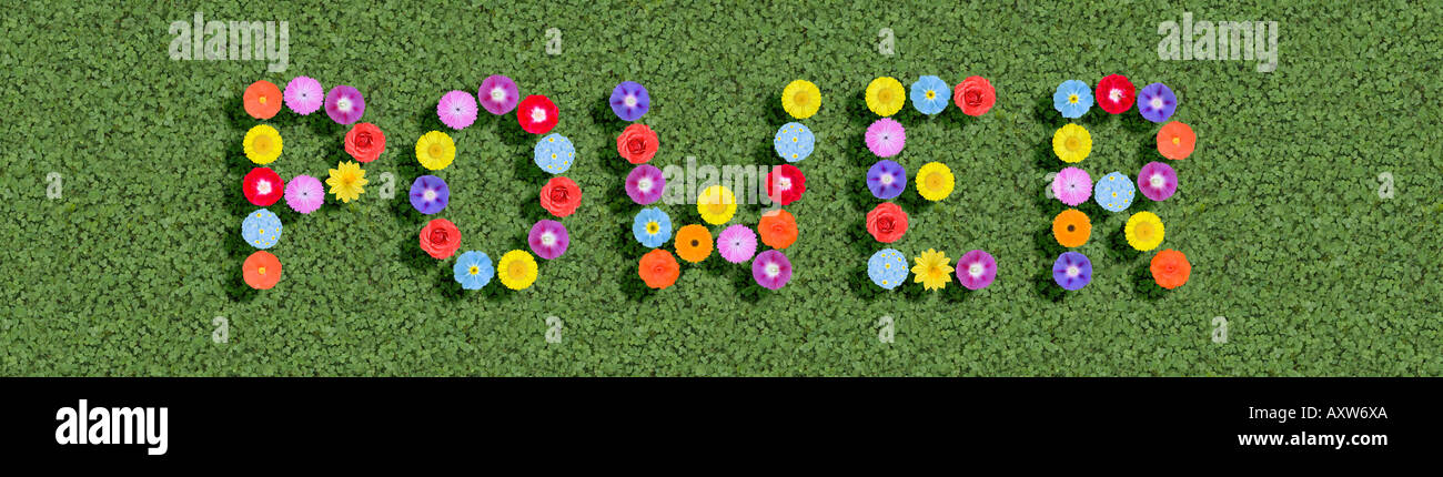 symbol for flower power written with flowers Stock Photo - Alamy