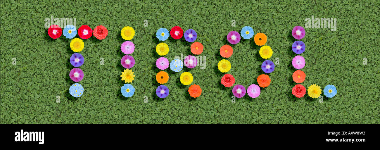 austrian province Tyrol in their national language written with flowers ...