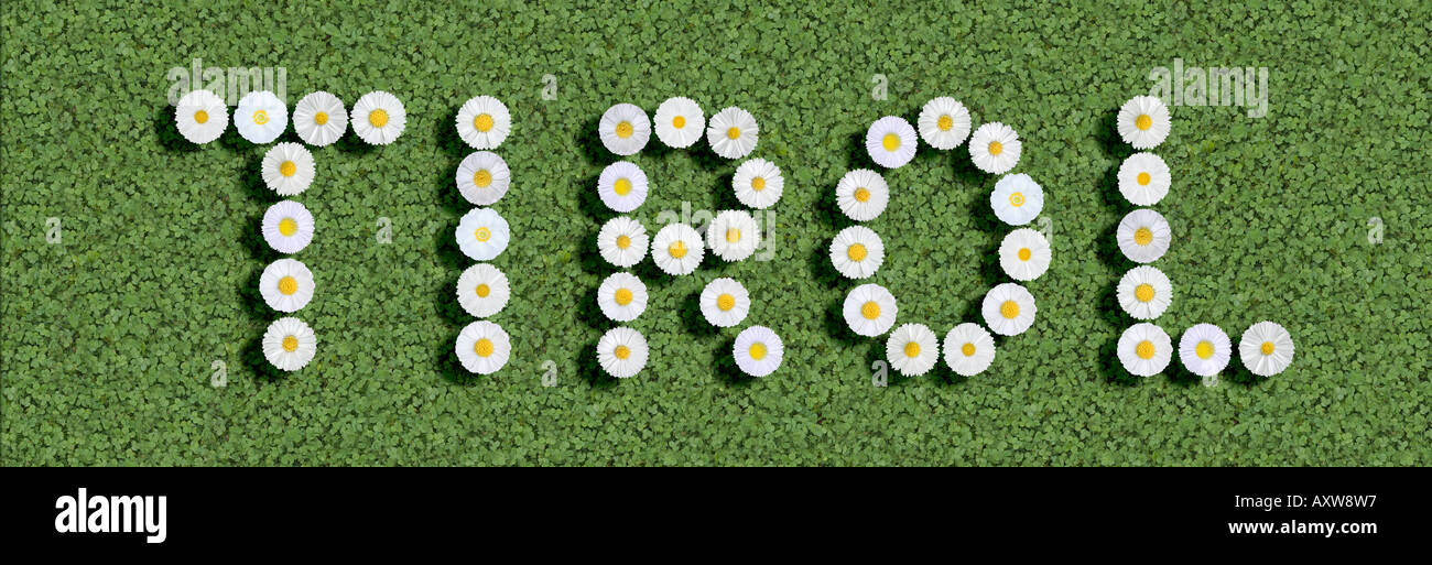 austrian province Tyrol in their national language written with flowers ...