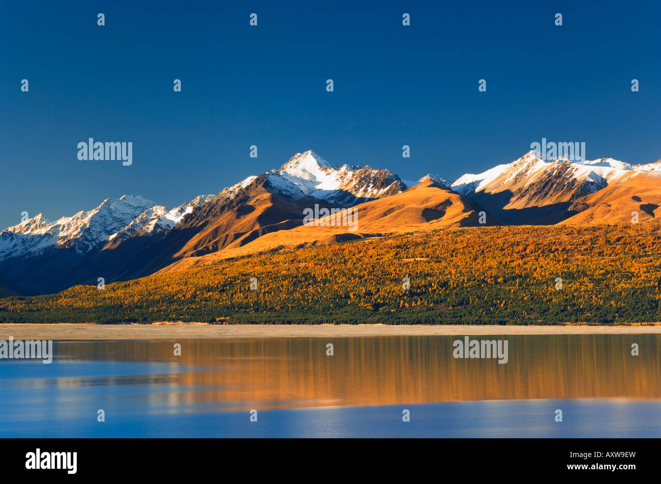 Lake Pukaki and Mount Stevenson, Gammack Range, Southern Alps ...