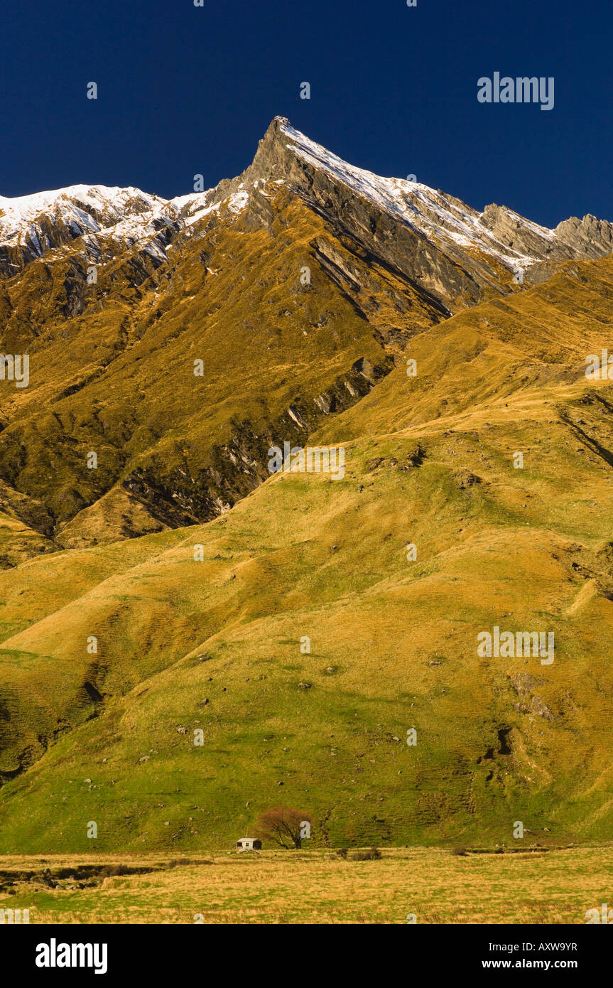 Sharks Tooth Peak and Raspberry Hut, Matukituki Valley, Mount Aspiring ...