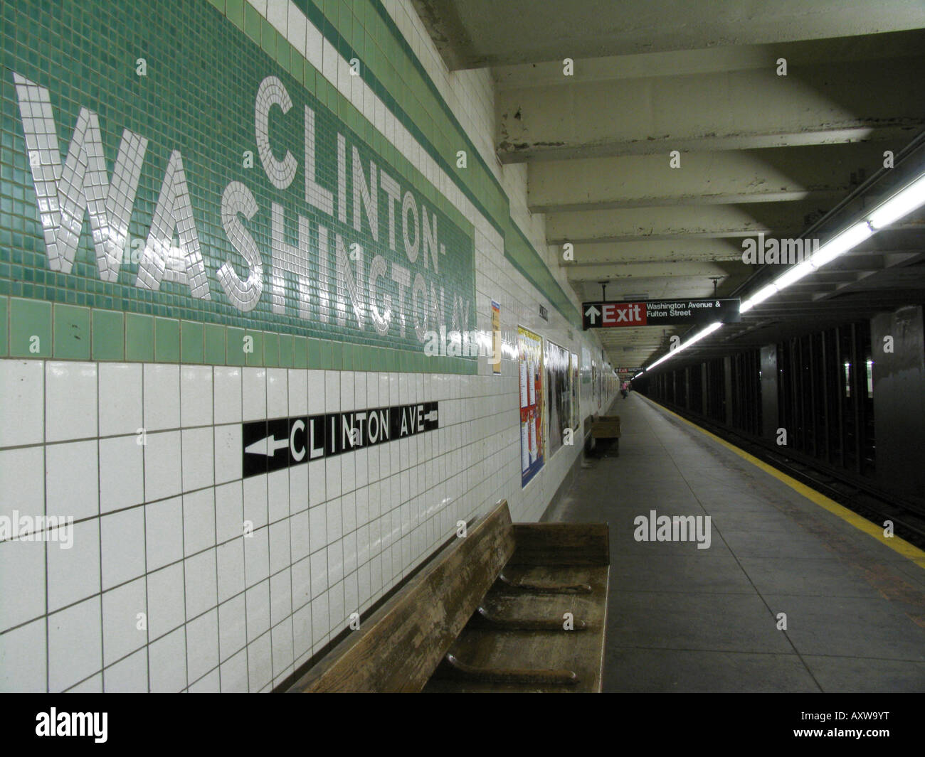 Platform of subway station at Clinton - Washington Avenues, USA ...