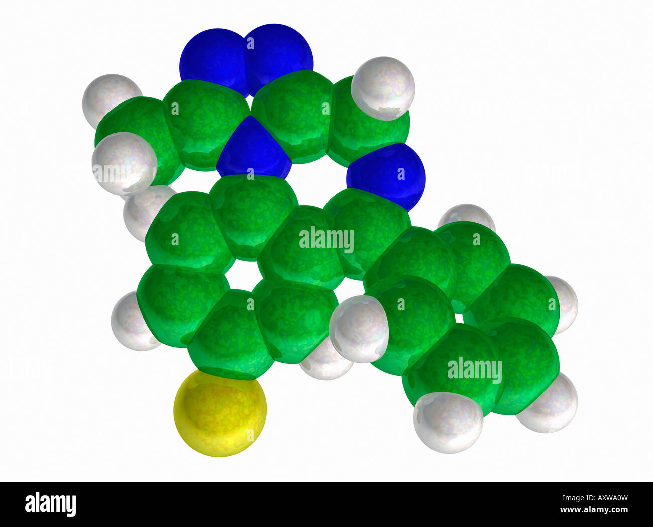 computer generated three dimensional molecular model of drug Alprazolam ...