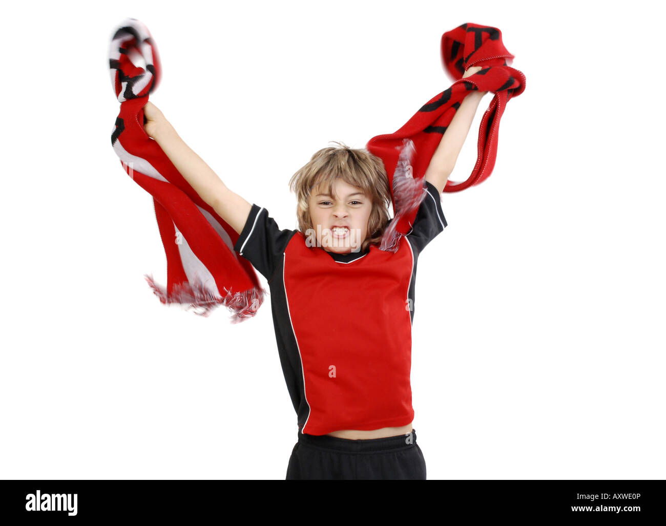 boy with fan scarfs Stock Photo - Alamy