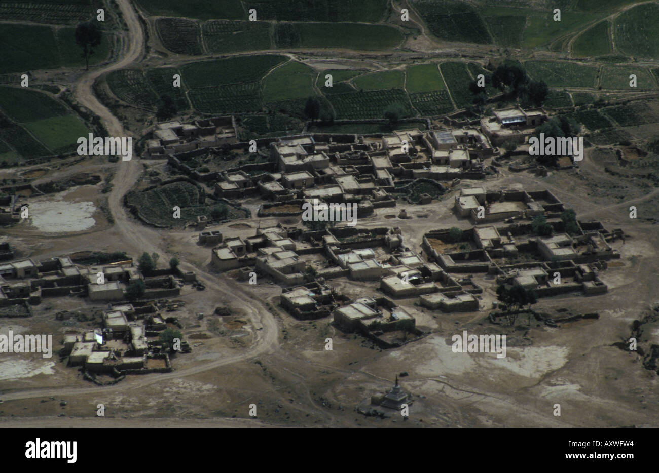 aerial view Tibetan Ganden village Tibet China Stock Photo - Alamy