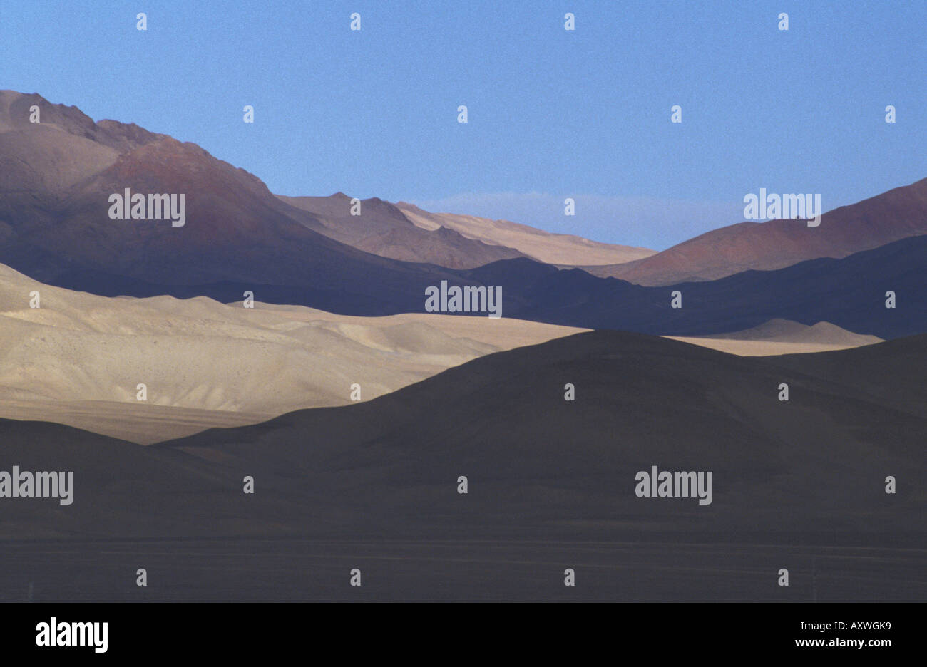 sunlight on mountain ridges high altitude Tibetan Plateau dry arid ...