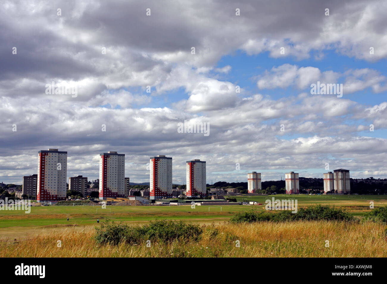 The area of Seaton with it's tower blocks on the coast at Aberdeen ...