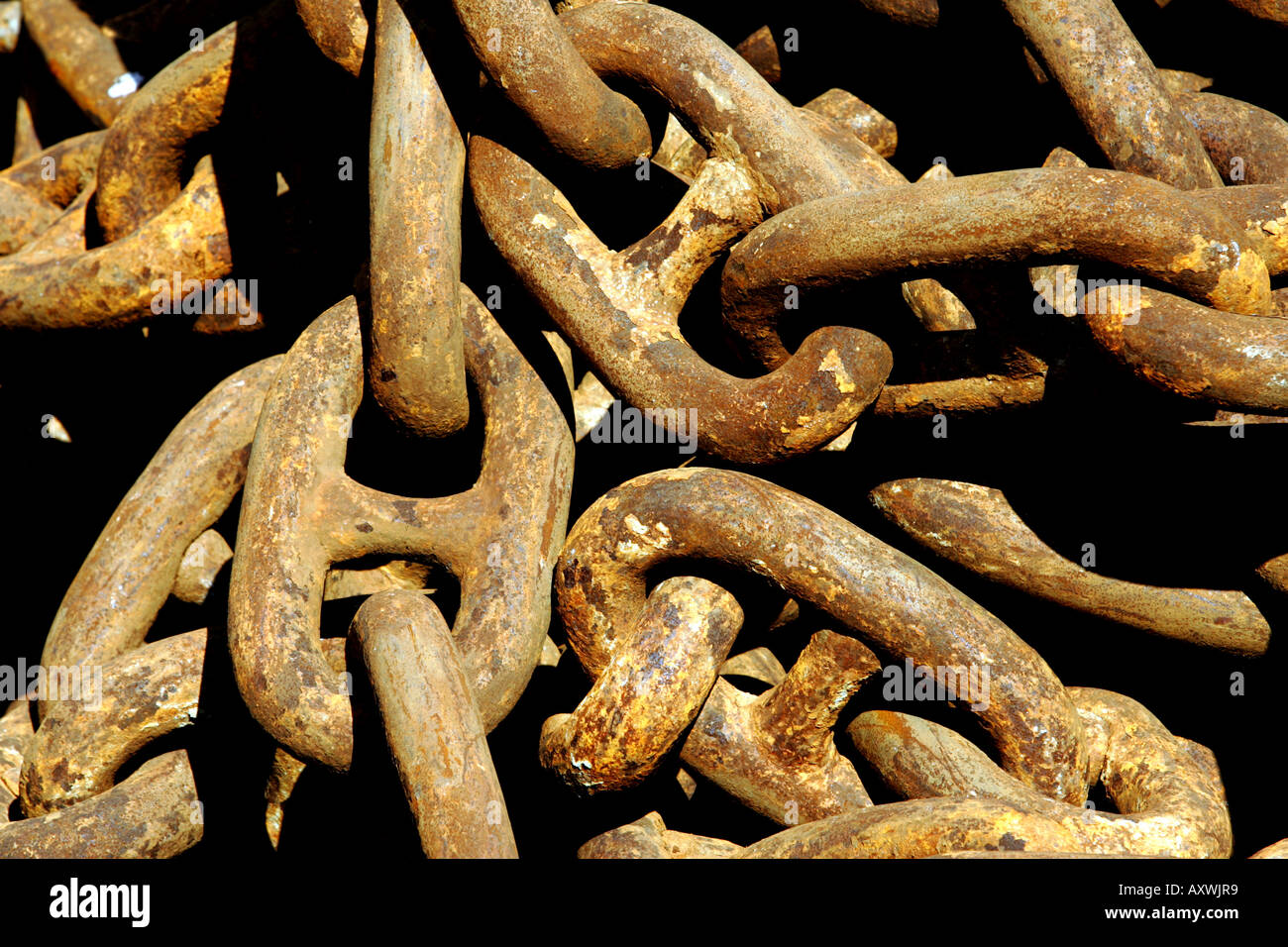 ship chain links rusting on a harbour quay Stock Photo - Alamy