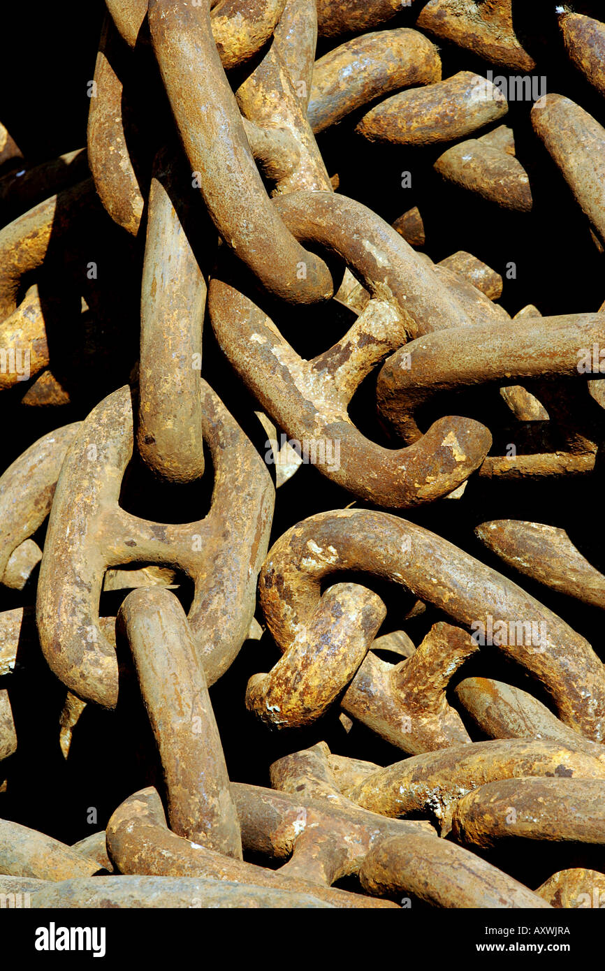 ship chain links rusting on a harbour quay Stock Photo - Alamy