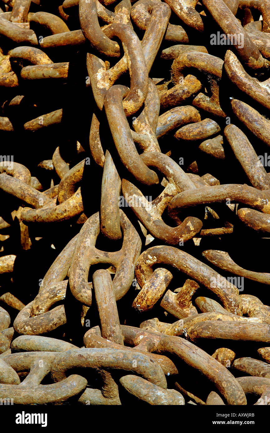 ship chain links rusting on a harbour quay Stock Photo - Alamy