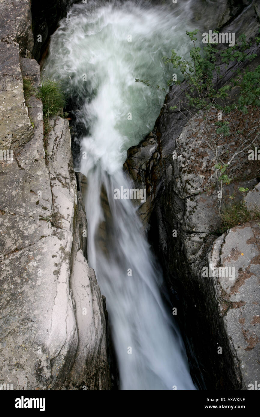 The Linn of Quoich waterfall and ravine near Braemar, Aberdeenshire ...