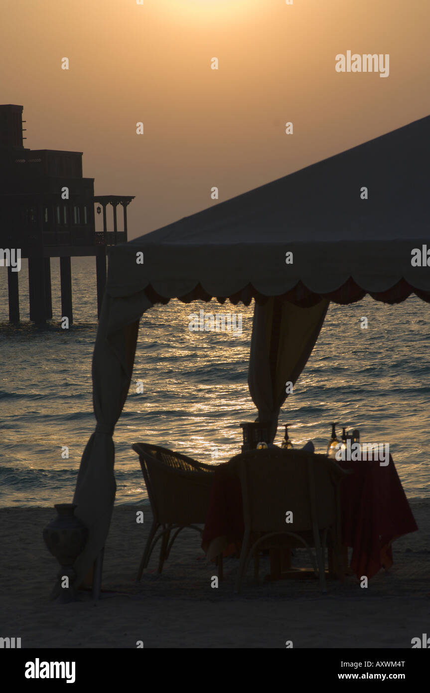 Table setting on the beach, Dubai, United Arab Emirates, Middle East ...