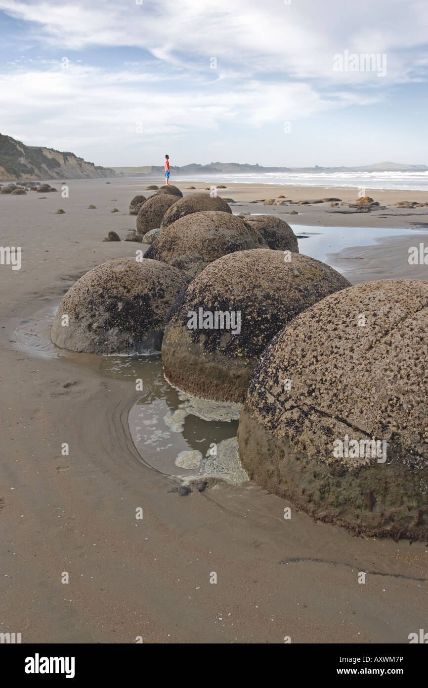 Distant Figure Stood on Moeraki Boulders Stock Photo - Alamy