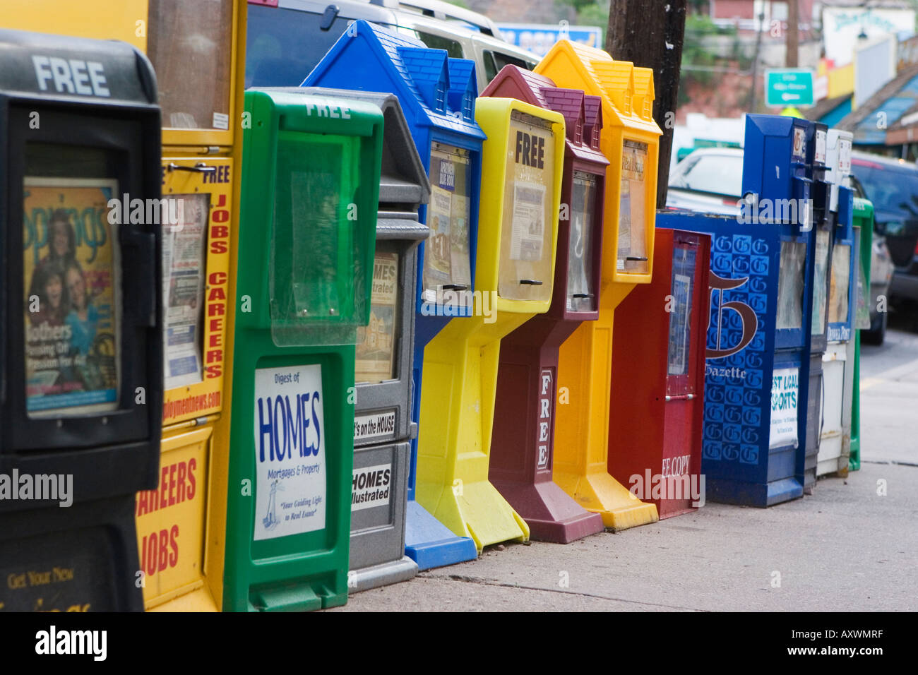 Newspaper vending machines in Manitou Springs Colorado USA September ...