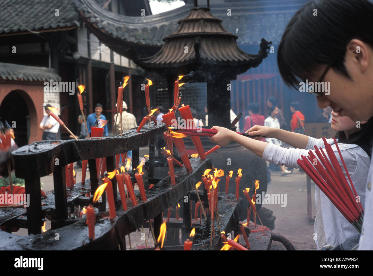 Prayers in Chengdu China Stock Photo - Alamy