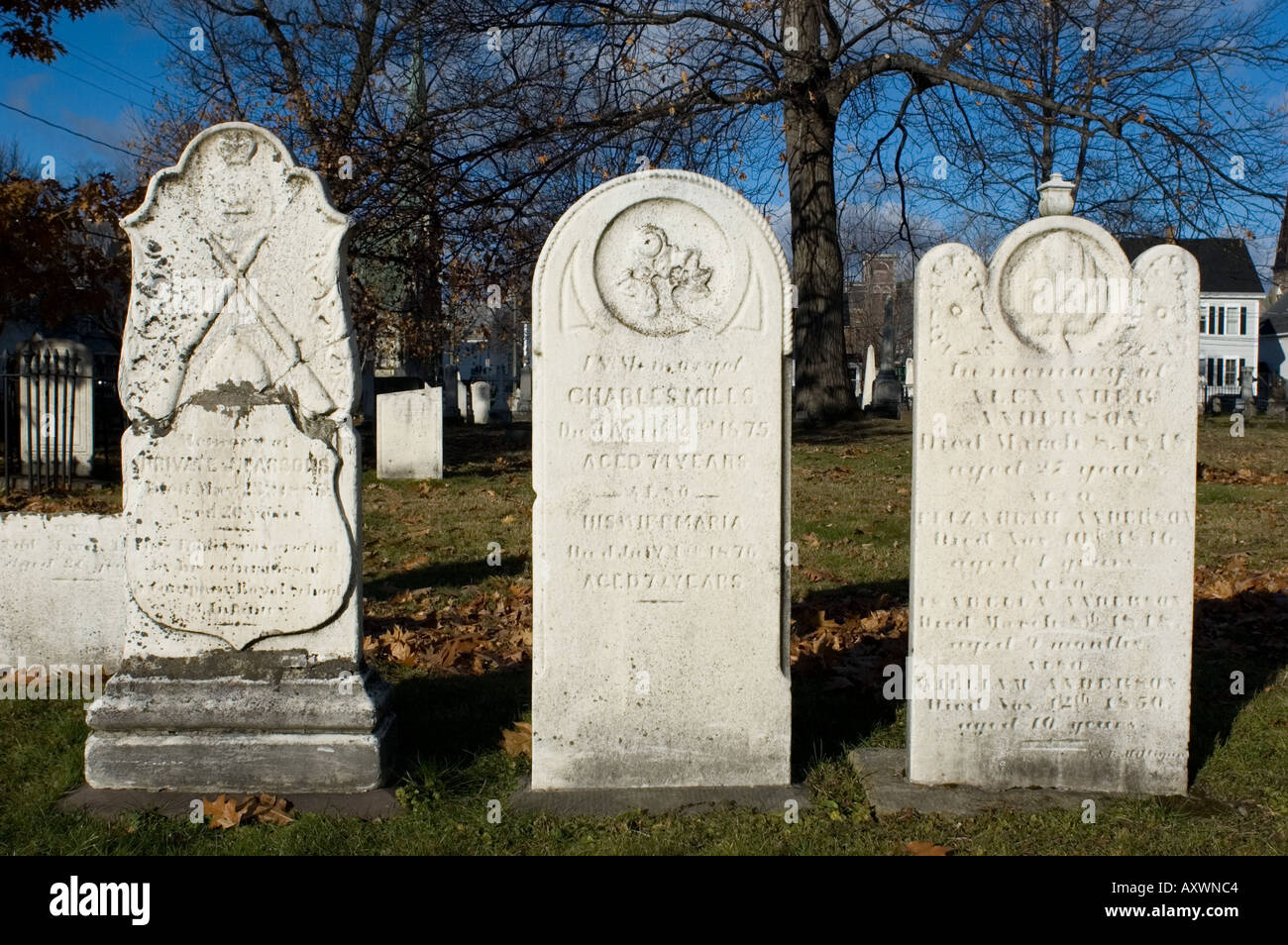 graves of the United Empire Loyalist Burial Ground in Fredericton New Brunswick Canada Stock ...