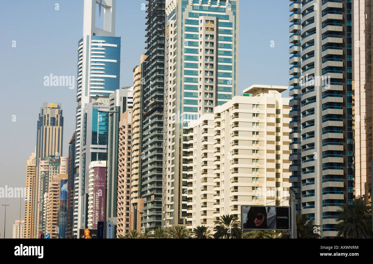 Sheikh Zayed Road, Dubai, United Arab Emirates, Middle East Stock Photo ...