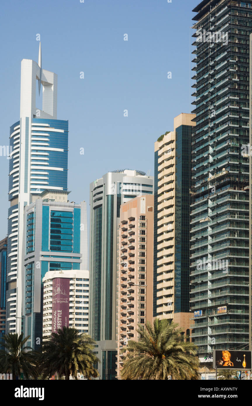 Sheikh Zayed Road, Dubai, United Arab Emirates, Middle East Stock Photo ...
