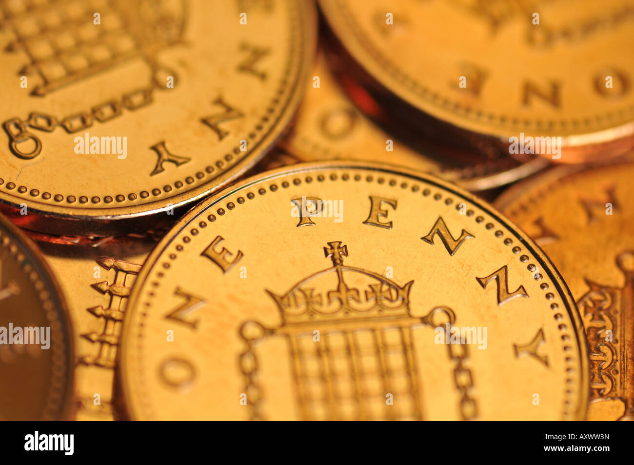 One penny coins Stock Photo - Alamy