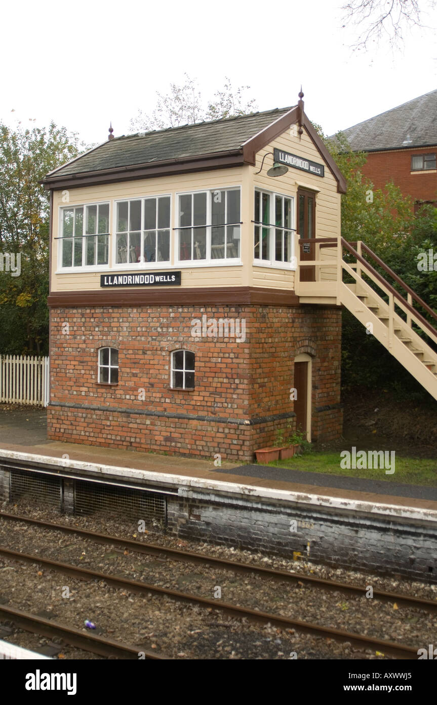 Signal box on the Heart of Wales line Llandrindod wells powys wales UK ...