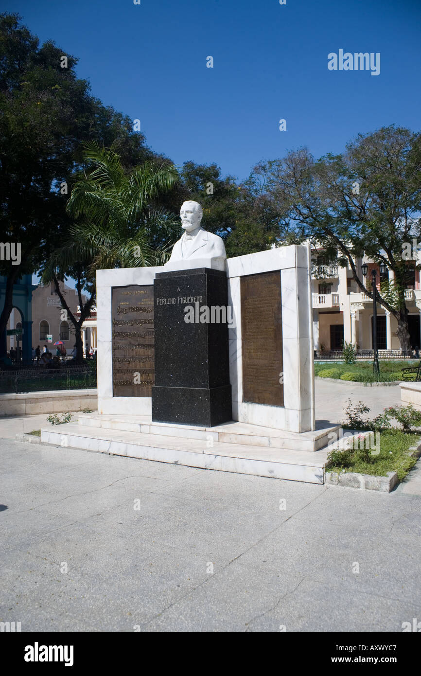 Statue of Perucho Figueredo, Parque Cespedes, Bayamo,Granma province ...