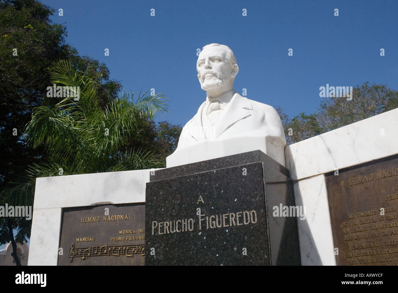 Statue of Perucho Figueredo, Parque Cespedes, Bayamo,Granma province ...