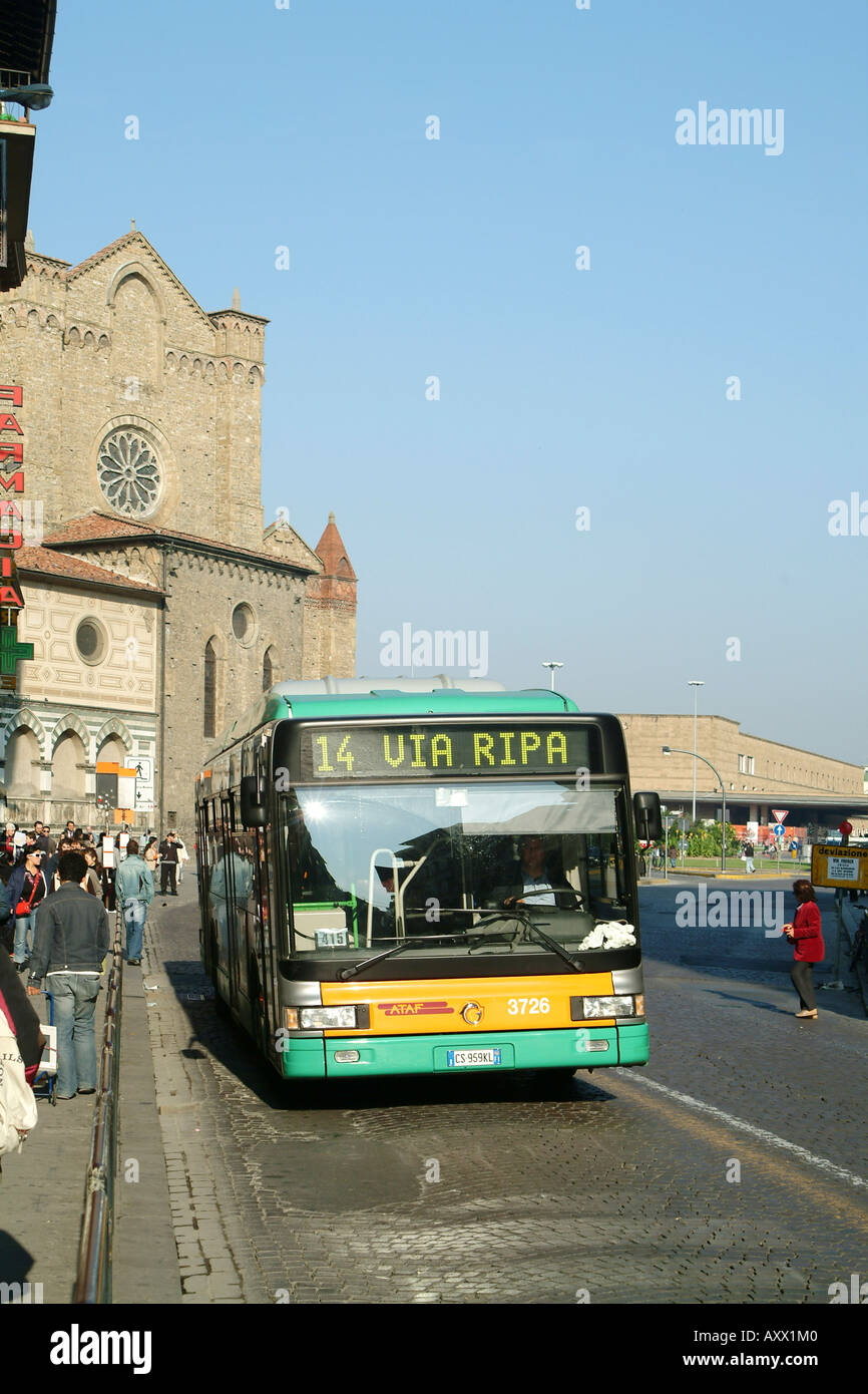 Gas powered bus on the steet in Florence Italy Stock Photo - Alamy
