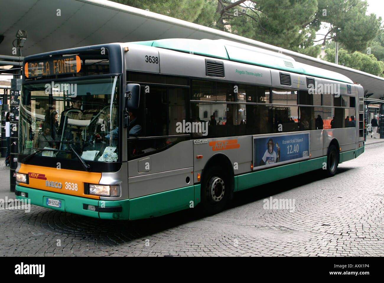 Natural gas powered bus at the main bus station Florence Santa Maria ...