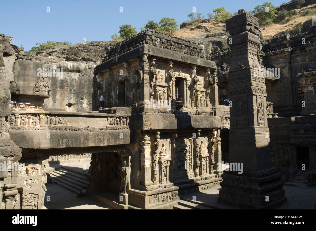 The Ellora Caves, temples cut into solid rock, near Aurangabad ...