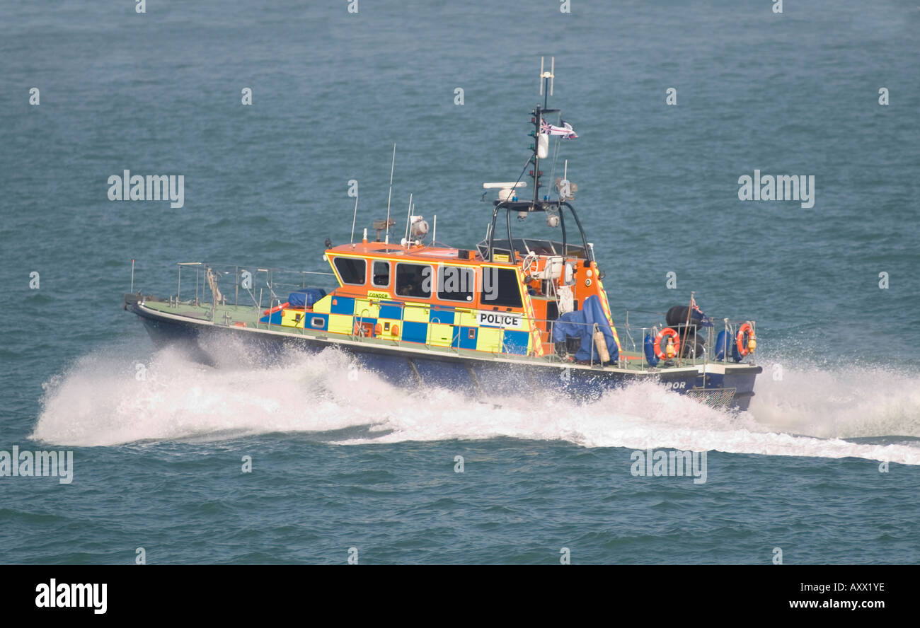 Police launch boat crossing the Solent in Hampshire, England Stock ...