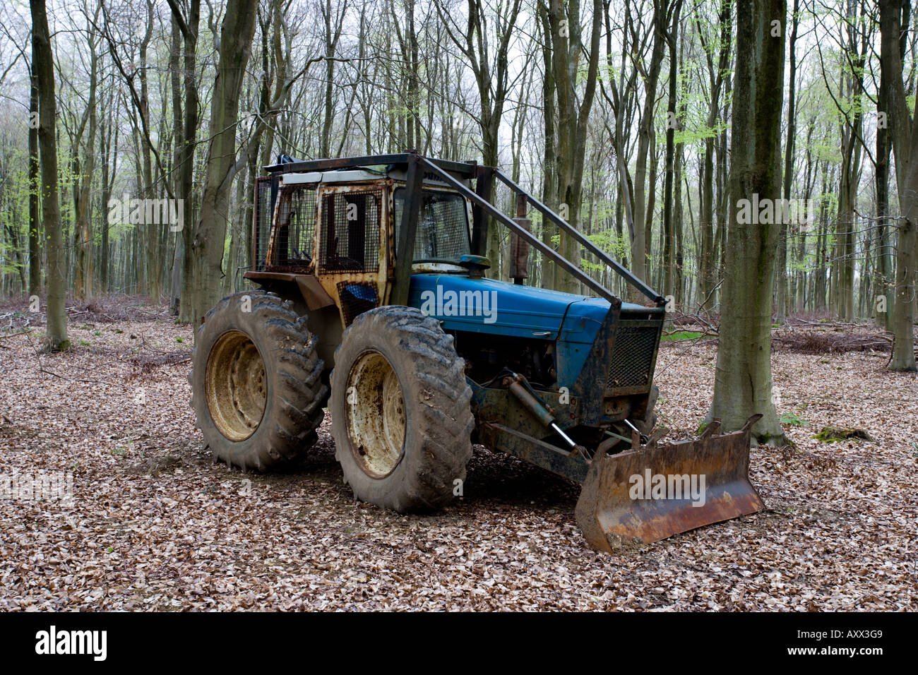 Forestry works tractor Stock Photo - Alamy