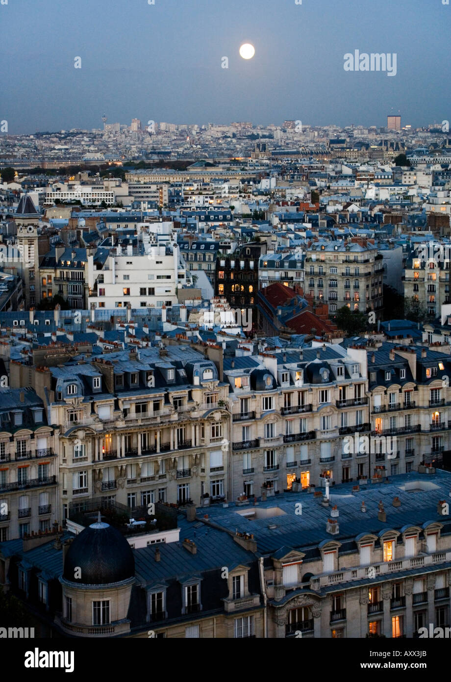 Moonlight over Paris, France Stock Photo - Alamy
