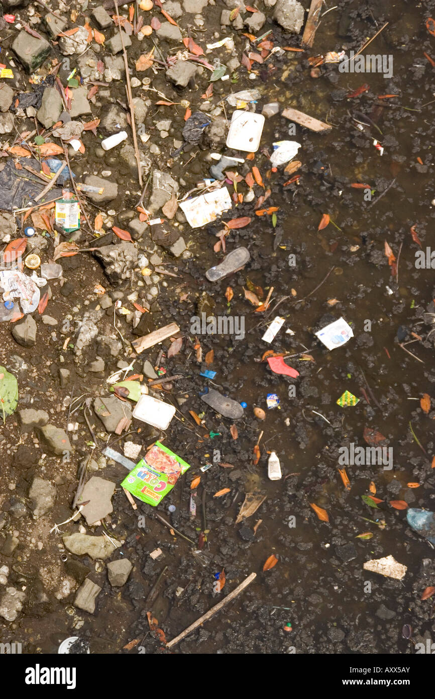 mix of rubbish on the shore line Stock Photo - Alamy