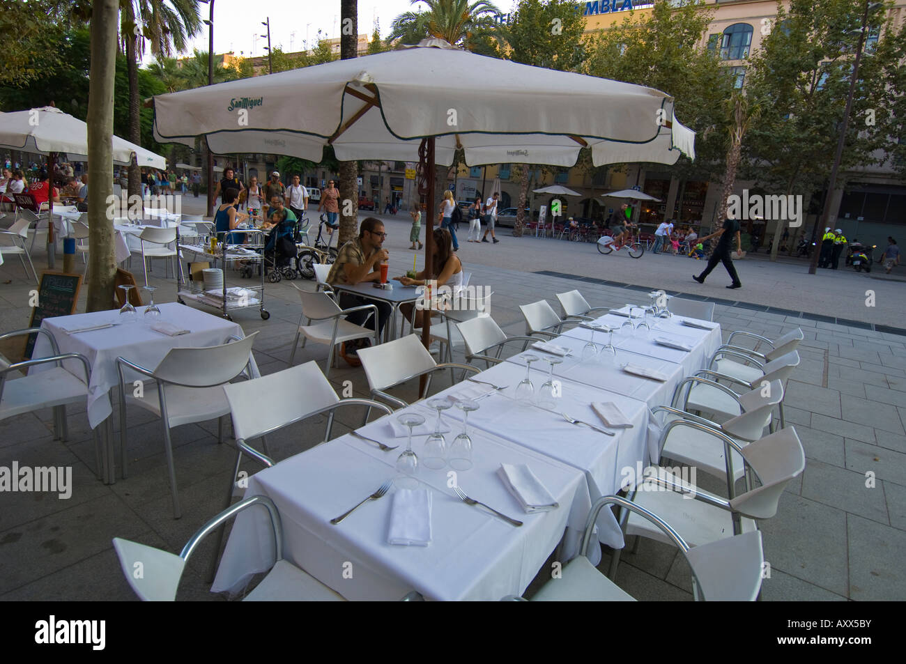 Sidewalk restaurant on Ramble del Raval El Raval Barcelona Catalunya ...