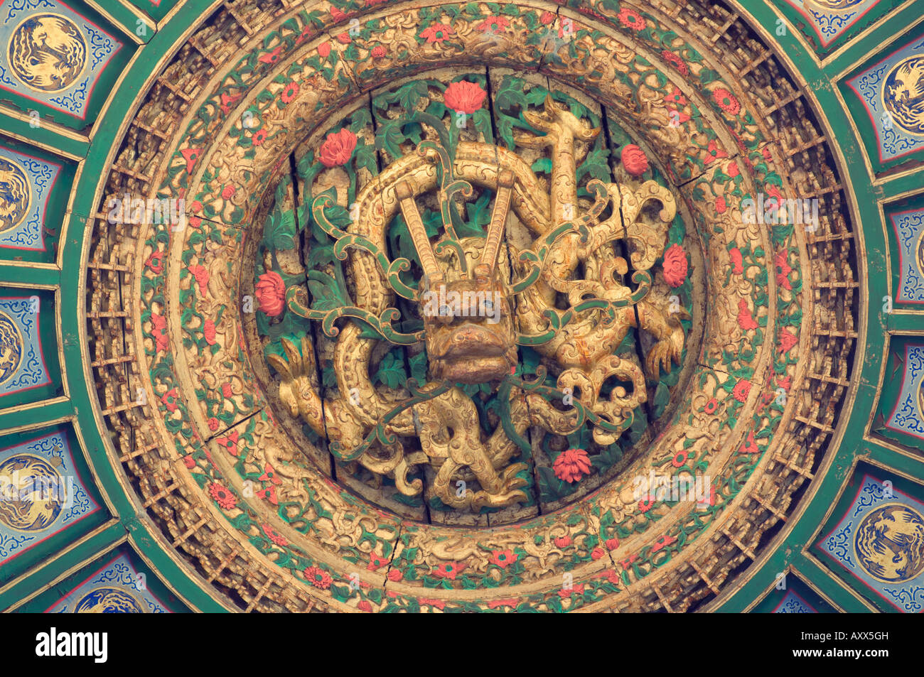 Dragon (detail of a wooden ceiling), Forbidden City (Palace Museum ...