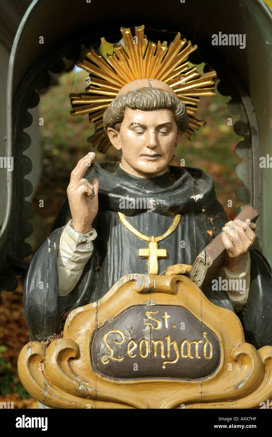 Saint Leonhard statue and fountain on Calvary Hill Kalvarienberg Bad ...