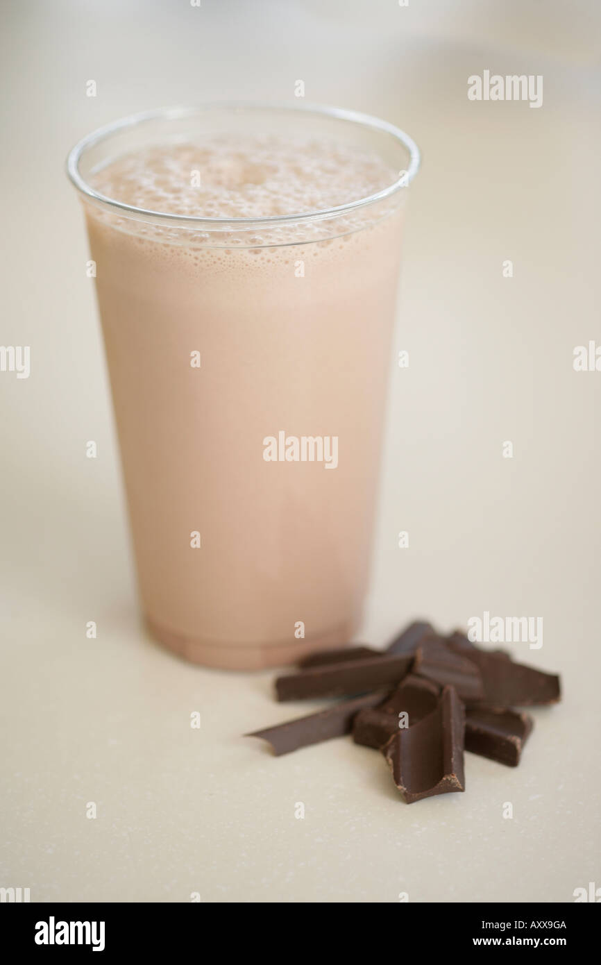Chocolate milkshake in a plastic cup Stock Photo - Alamy