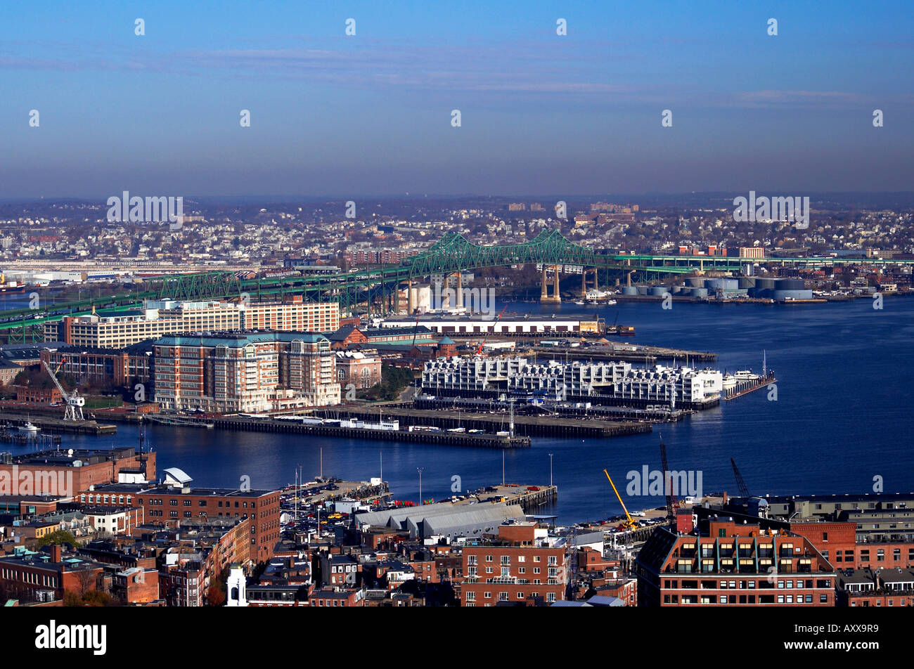 Boston Harbour With Two Tier Road Bridge Boston USA Stock Photo - Alamy