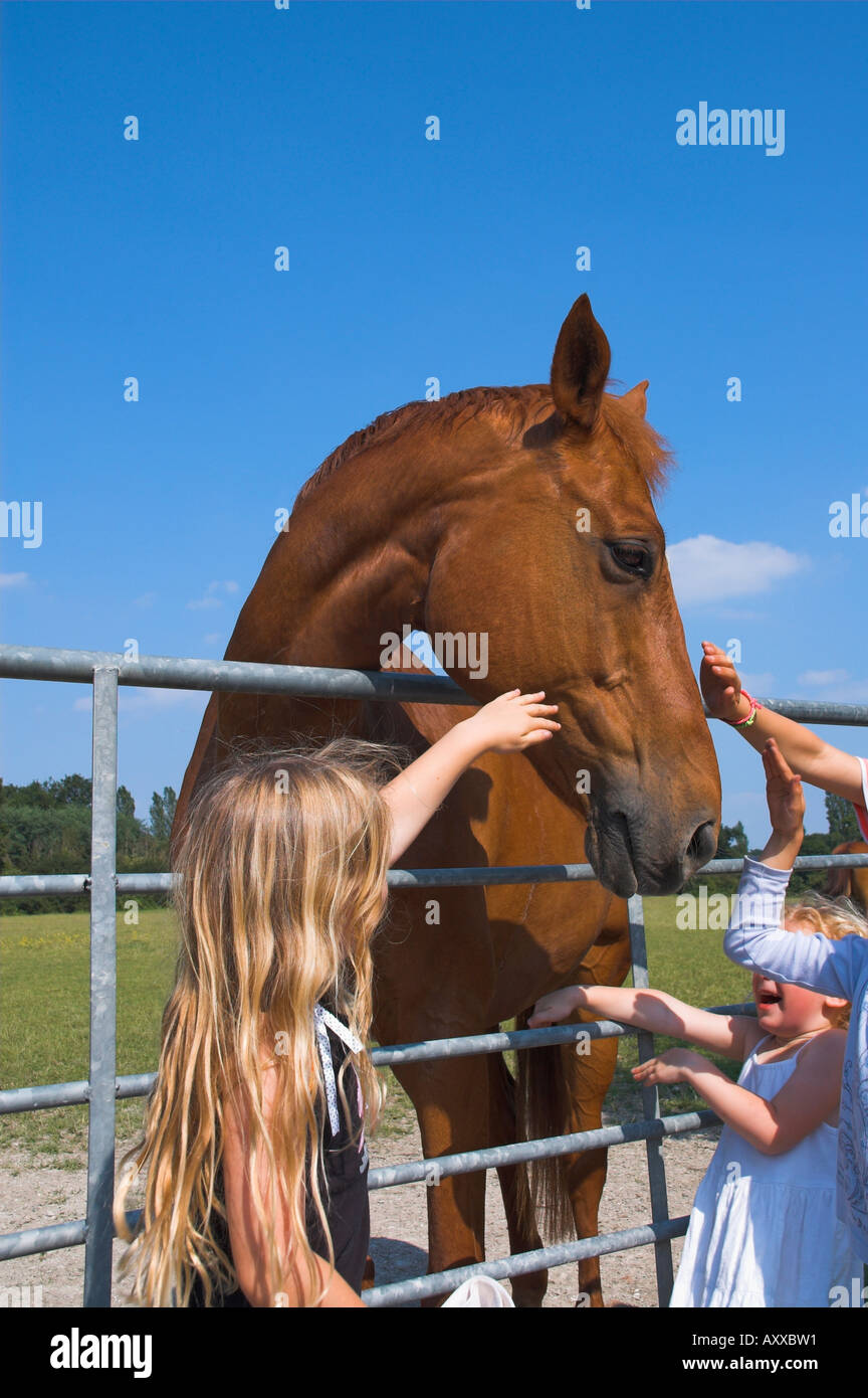 Children with horse hi-res stock photography and images - Alamy