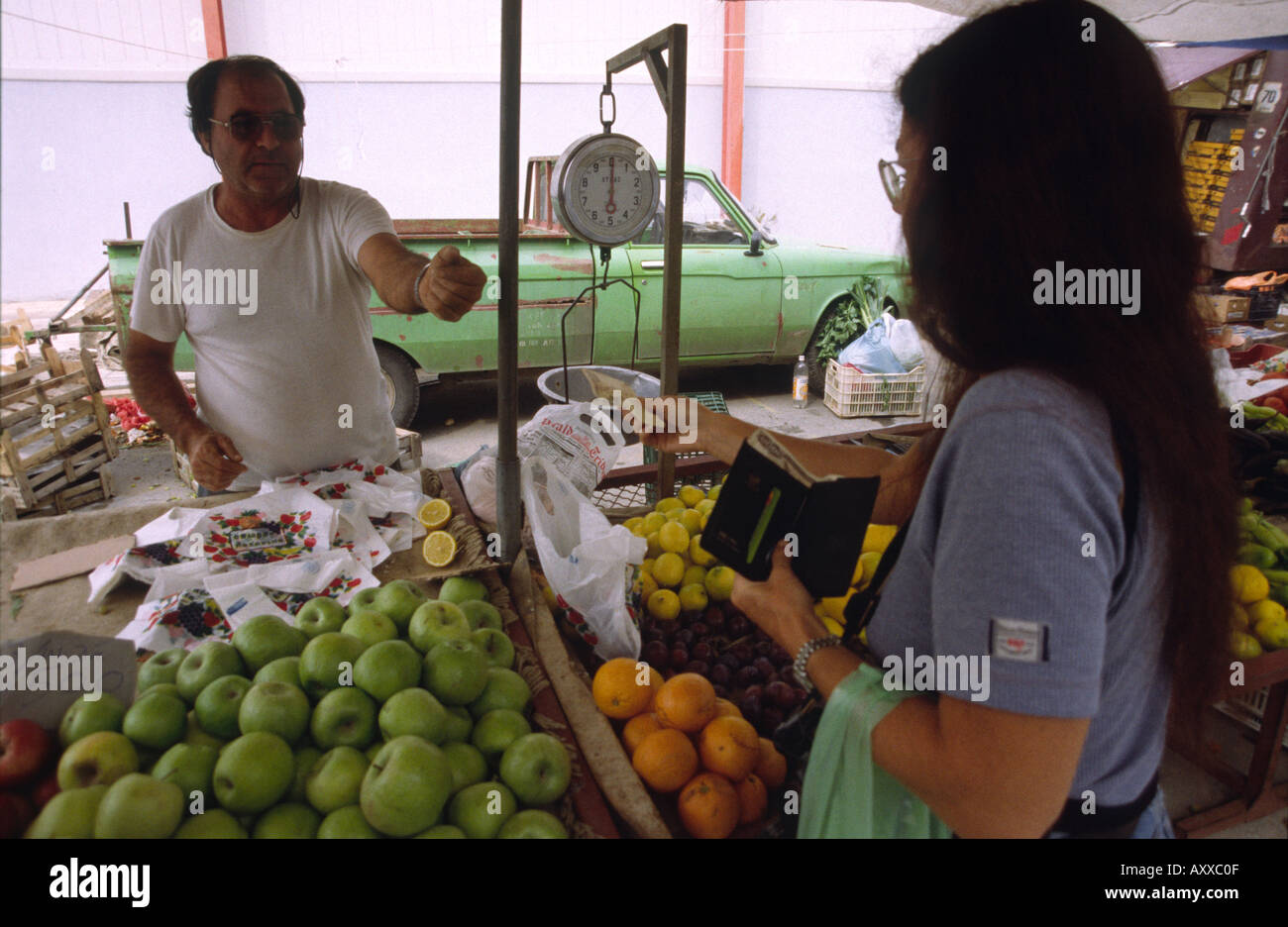 Shopping in a Greek market Halkidiki Stock Photo - Alamy
